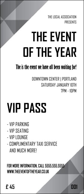 VIP Pass Templates | VIP Pass Printing | Eventgroove