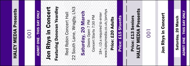Full-Colour All-Purpose Ticket Templates | Eventgroove